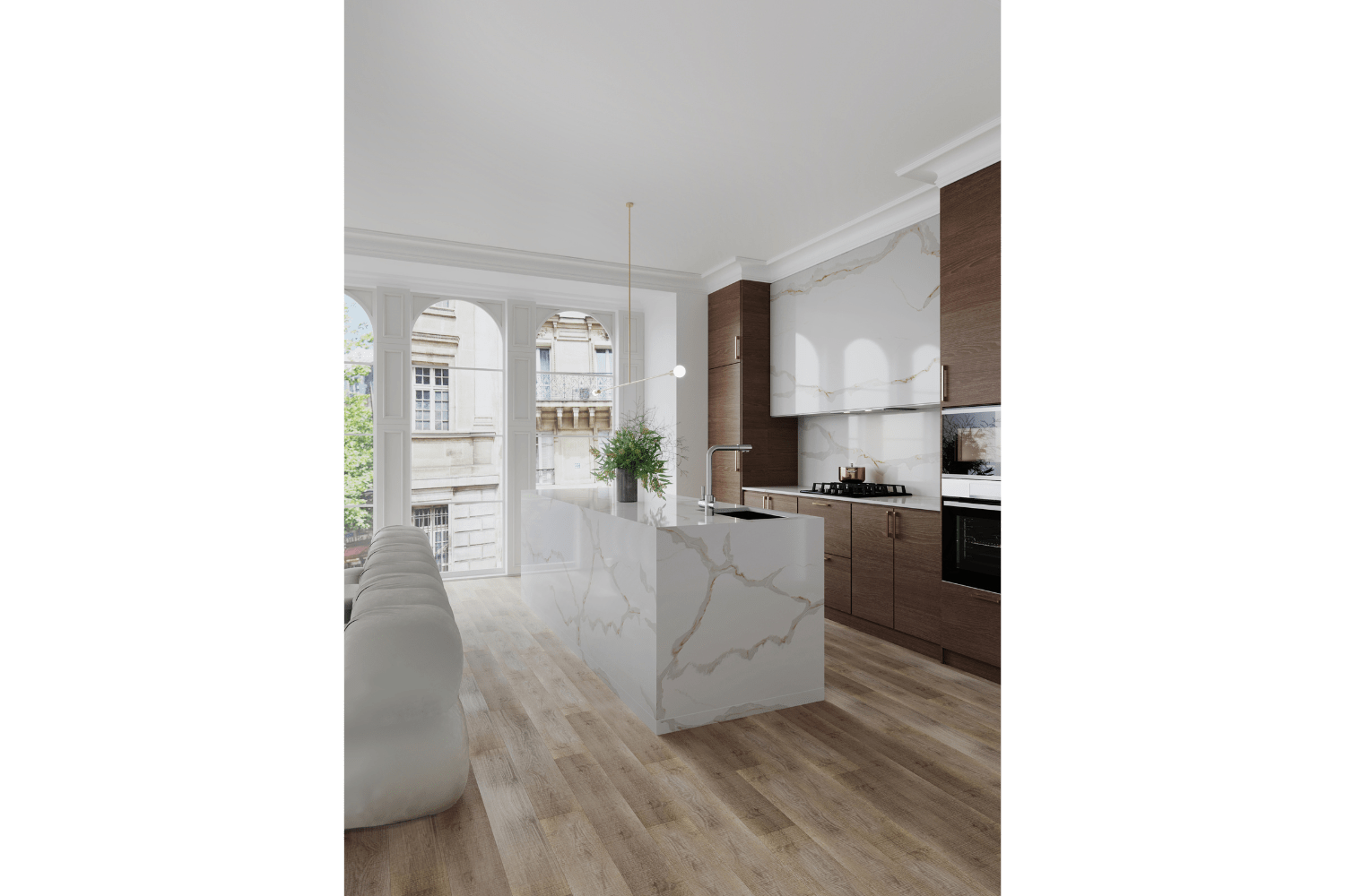 Calacatta Oro White Quartz Slab - Direct Finishes